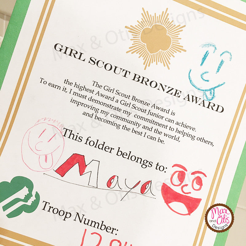 Girl Scout Junior Printable Bronze Award Folder Cover (editable PDF ...