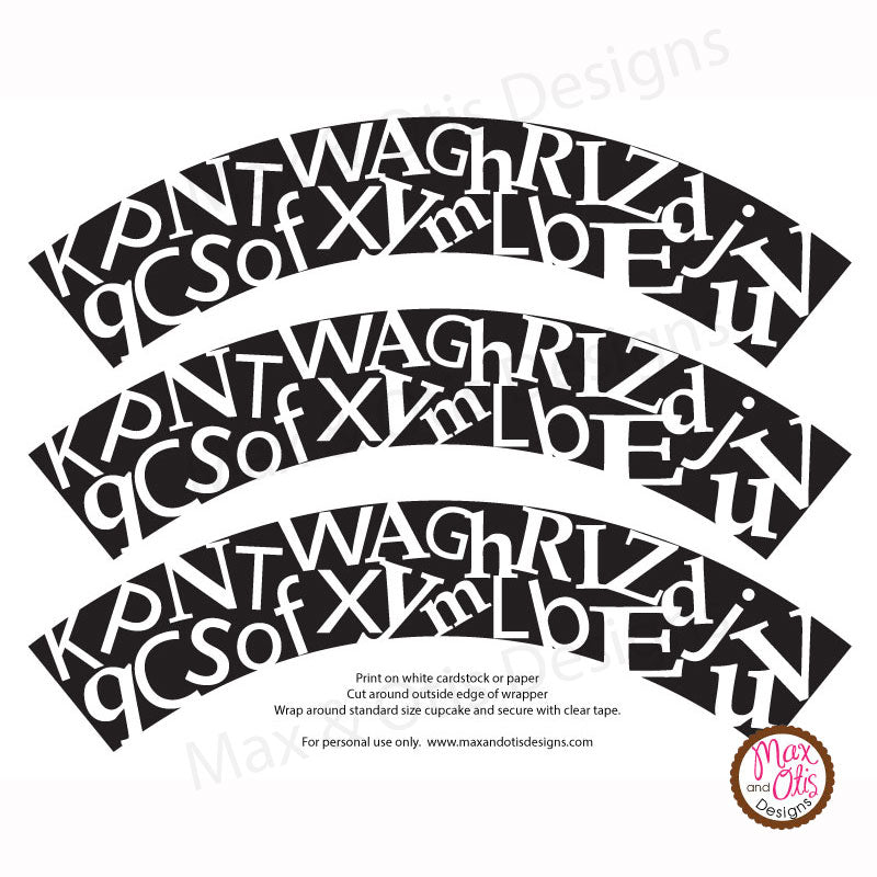 Printable Cupcake Wrappers - Alphabet – Max & Otis Designs