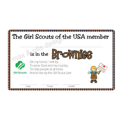 Girl Scout Brownie Printable Membership Cards (editable PDF) – Max ...