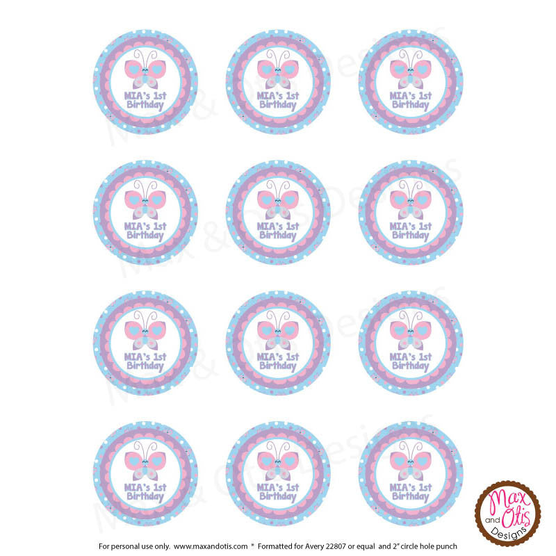 Printable 2" Tags & Labels - Butterfly Party (Editable PDF) – Max ...