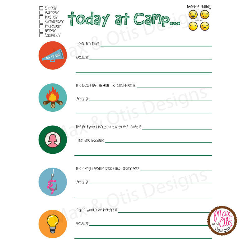 Girl Scout Printable Camp Reflection Sheets – Max & Otis Designs