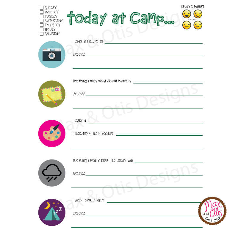 Girl Scout Printable Camp Reflection Sheets – Max & Otis Designs