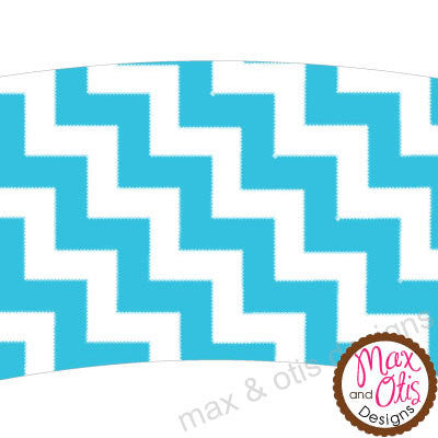 Printable Cupcake Wrappers - Blue Chevron – Max & Otis Designs