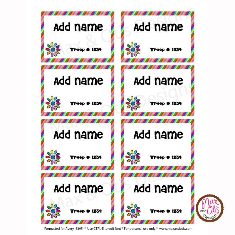Girl Scout Name Tags - Daisy Garden Journey (editable PDF) – Max & Otis ...