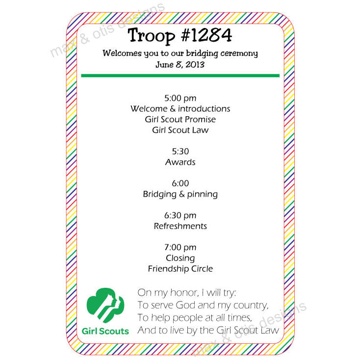 Girl Scout Bridging Program (editable PDF) – Max & Otis Designs
