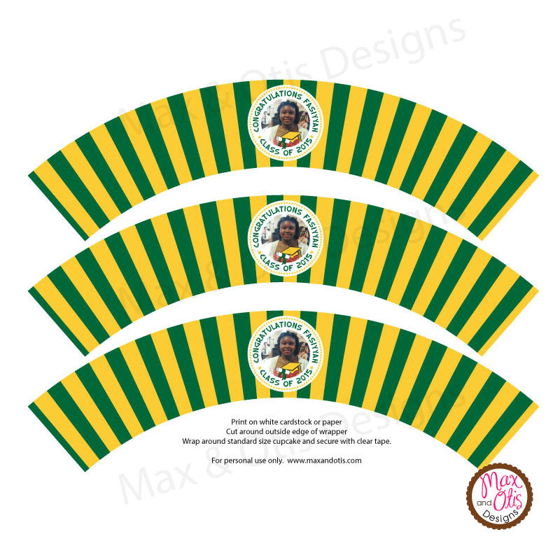 Printable Cupcake Wrappers - Photo Wrapper Green & Yellow – Max & Otis ...