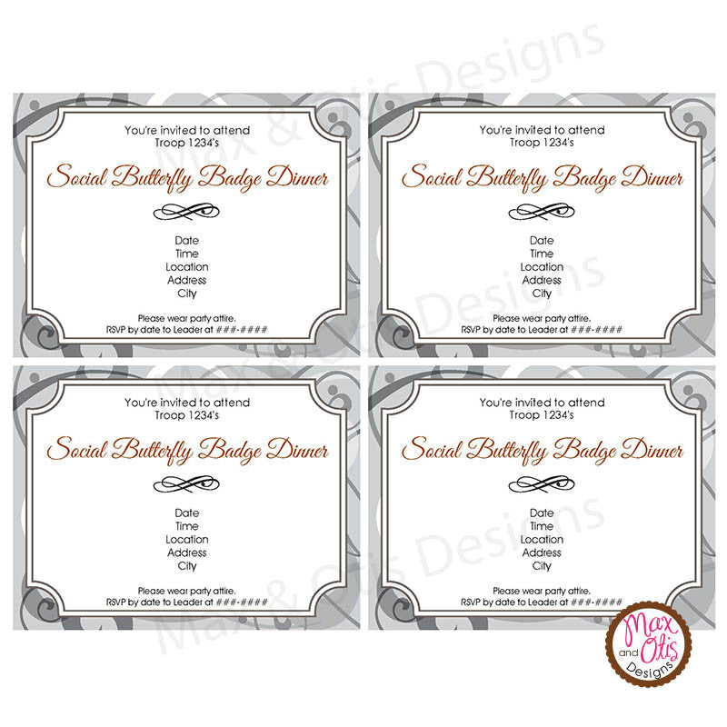 Girl Scout Junior Social Butterfly Invitation (editable PDF) – Max ...