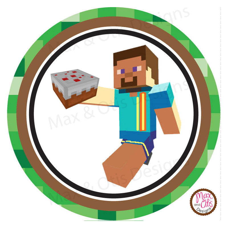 Printable 2" Tags & Labels - Minecraft Birthday Steve (Editable PDF ...