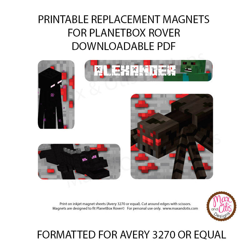 PlanetBox Rover Personalized Magnets - Minecraft Bad Guys (Editable PD ...