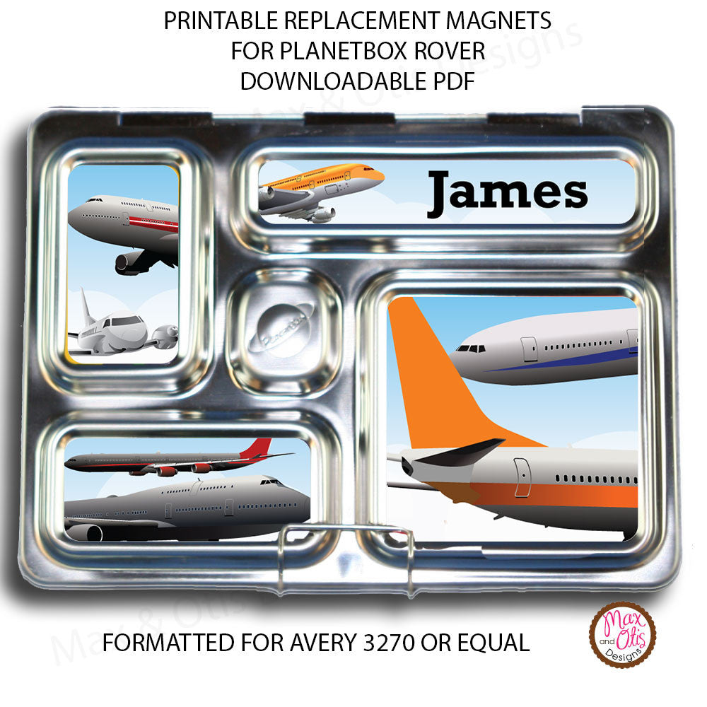 PlanetBox Rover Personalized Magnets - Airplanes (Editable PDF) – Max ...