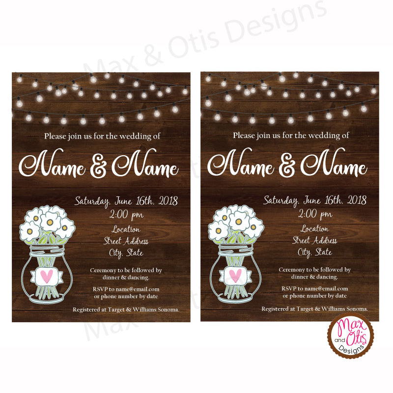 Rustic Party - Custom Invitation Printable – Max & Otis Designs