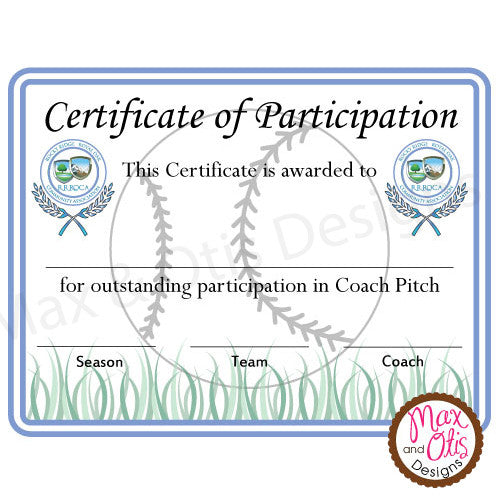 Softball Certificate of Participation (Editable PDF) – Max & Otis Designs