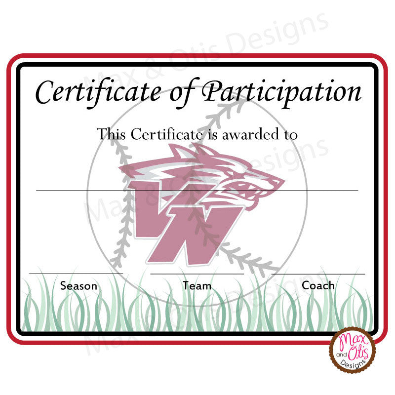 Softball Certificate of Participation (Editable PDF) – Max & Otis Designs