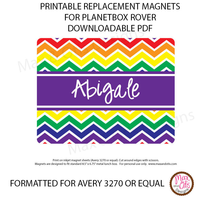 Standard Lunch Box Personalized Magnets - Chevron (Rainbow) – Max ...