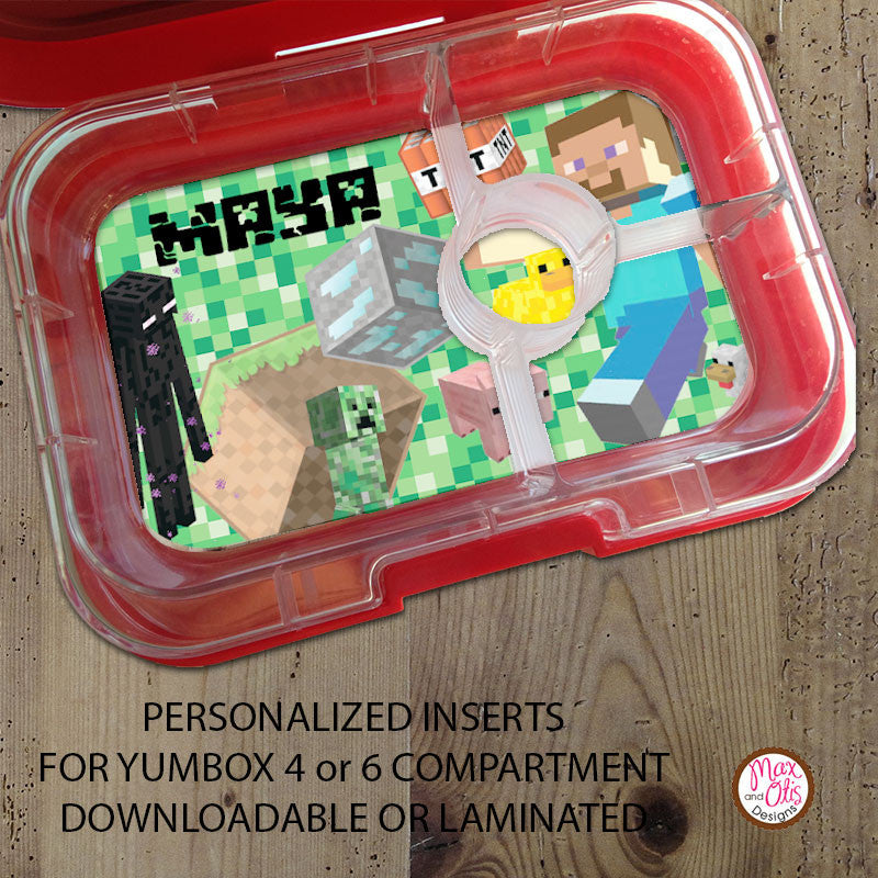 Yumbox Personalized Laminated Inserts - Minecraft – Max & Otis Designs